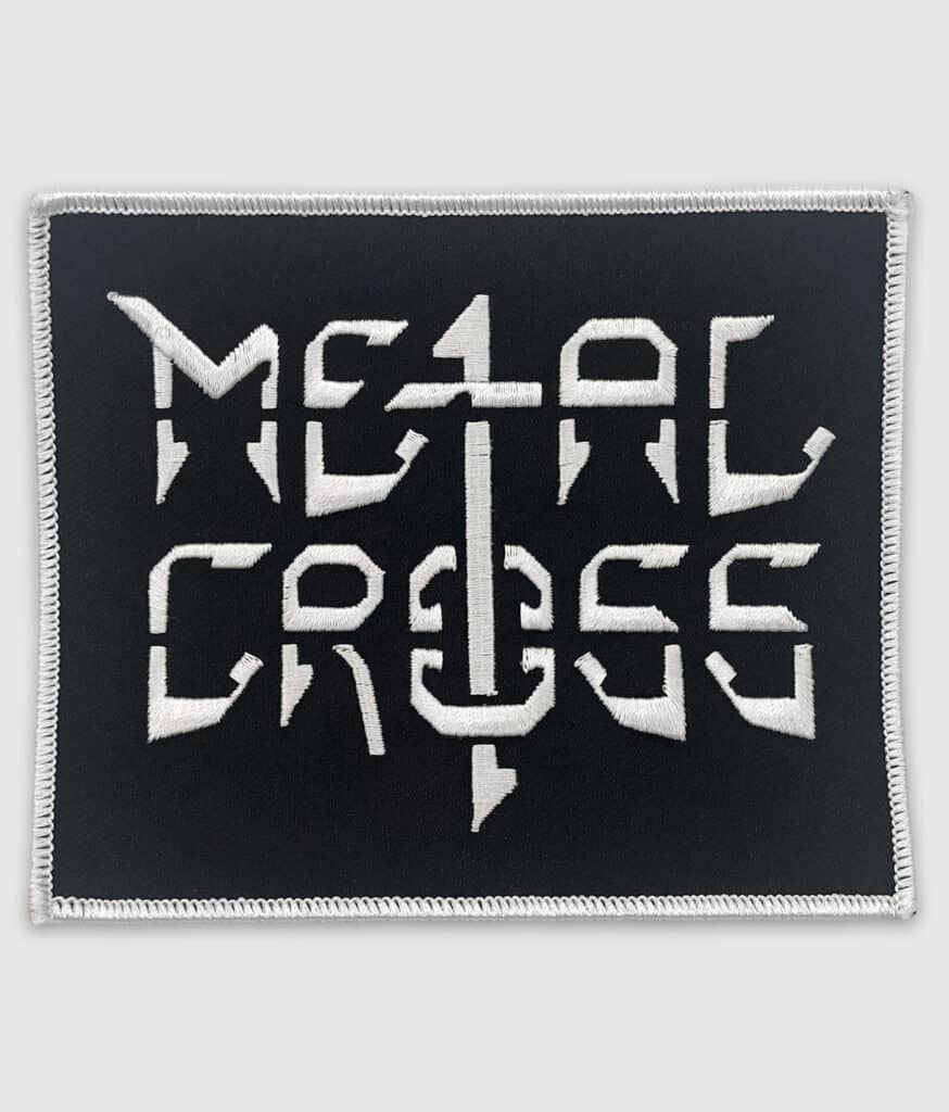 Metal Cross – Patch (white logo) – Merch City